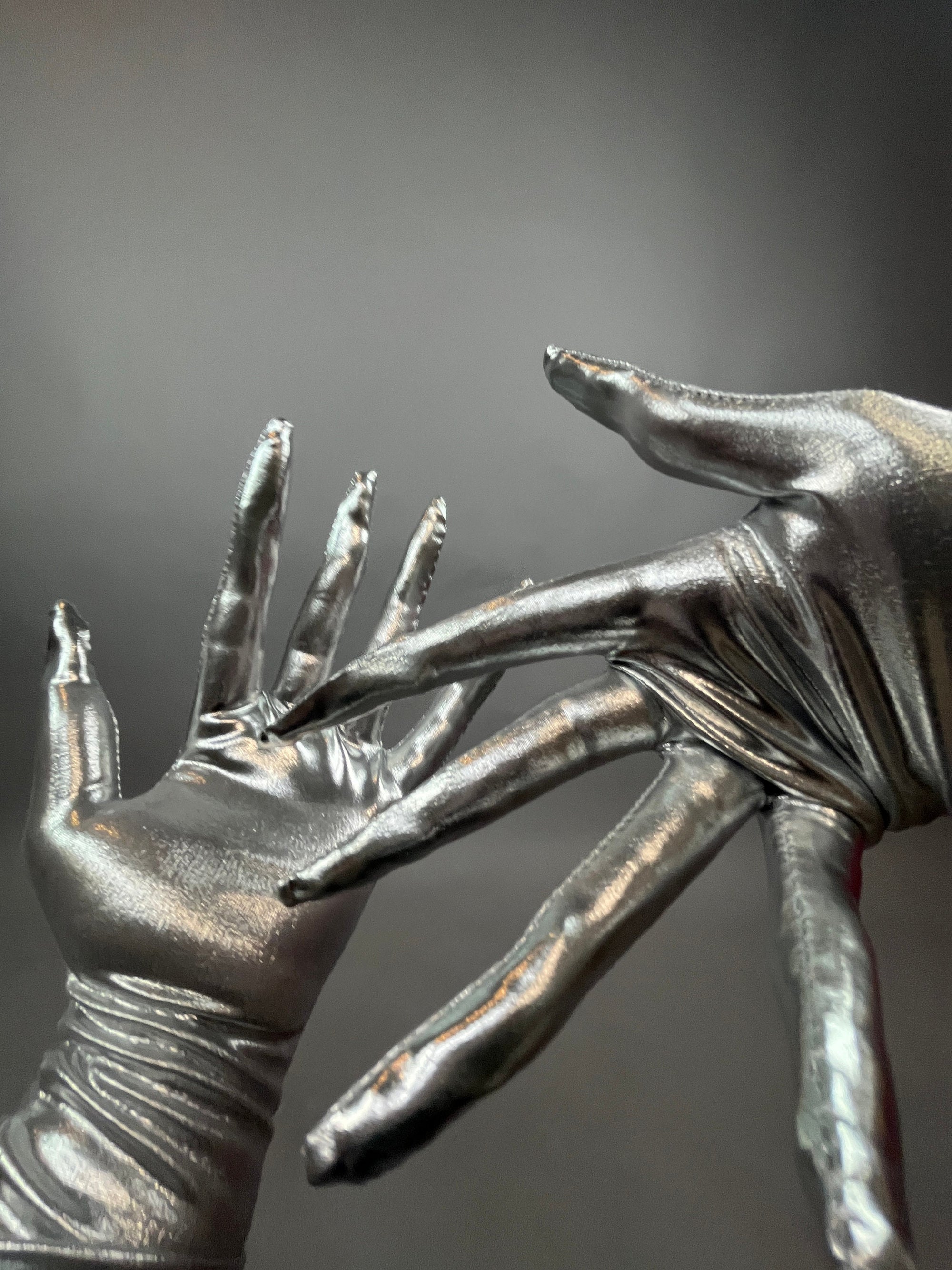 Silver Long Finger Gloves, Spandex Costume Accessory, Foam Fingers, Me ...
