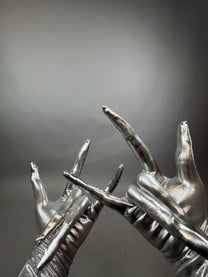 Silver Long Finger Gloves, Spandex Costume Accessory, Foam Fingers, Me ...