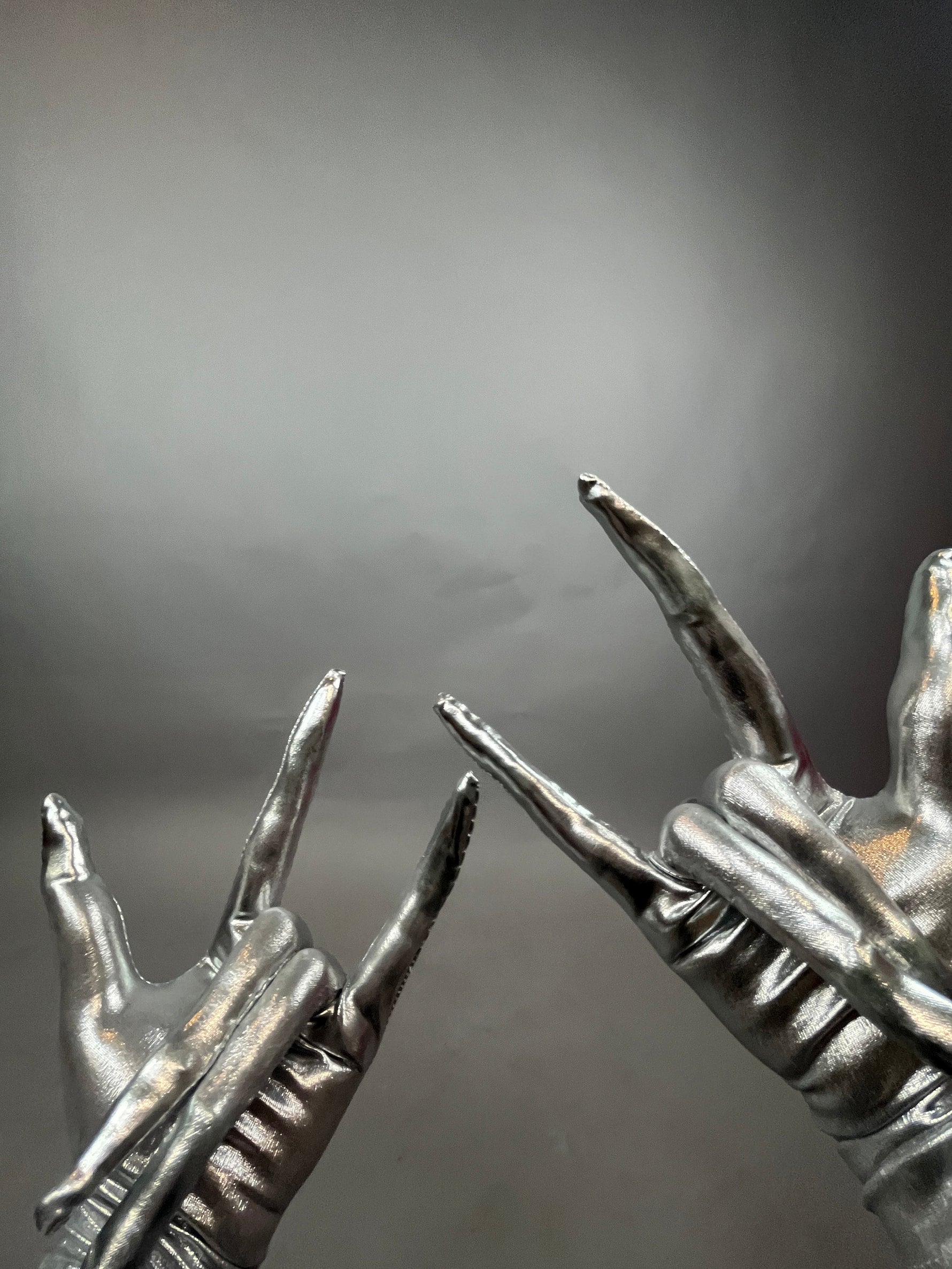 Silver Long Finger Gloves, Spandex Costume Accessory, Foam Fingers, Me ...