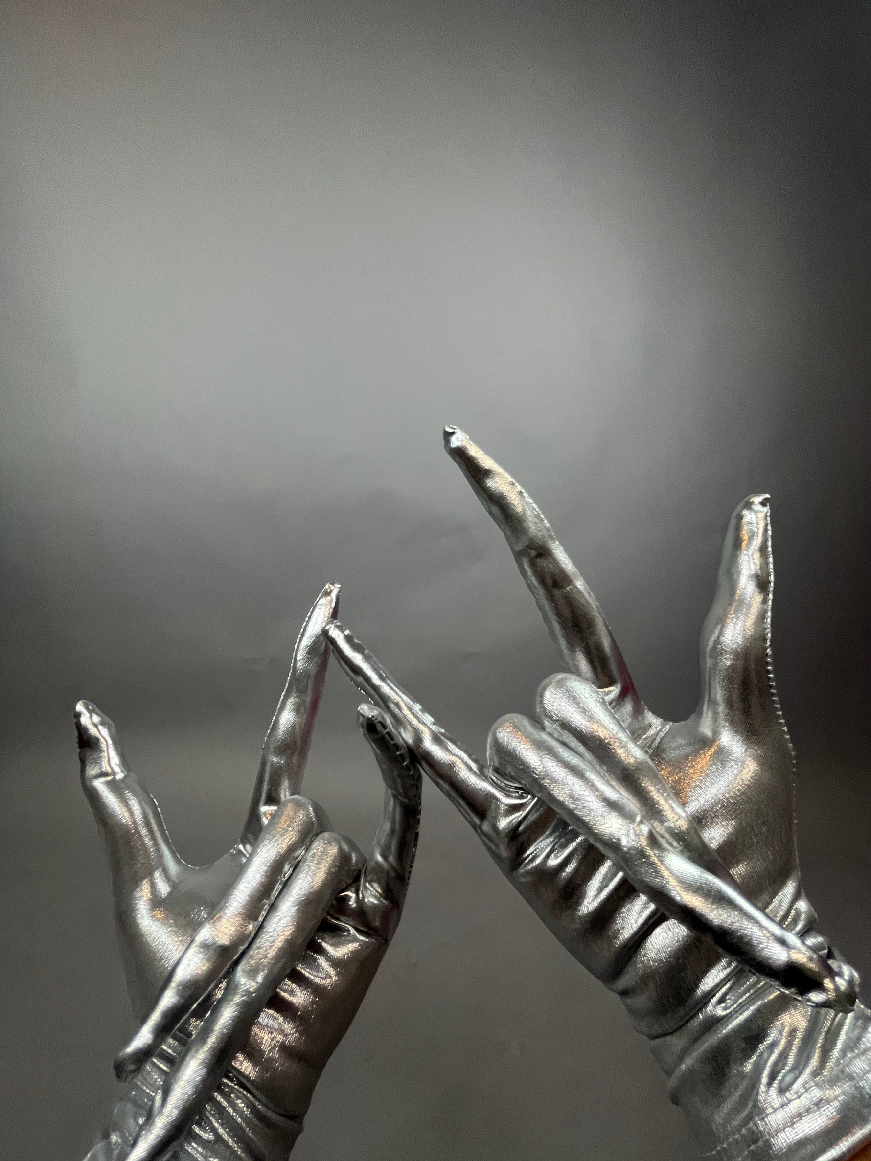 Silver Long Finger Gloves, Spandex Costume Accessory, Foam Fingers, Me ...