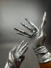 Silver Long Finger Gloves, Spandex Costume Accessory, Foam Fingers, Me ...