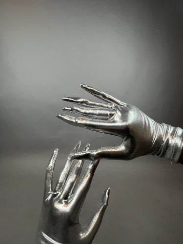 Silver Long Finger Gloves, Spandex Costume Accessory, Foam Fingers, Me ...